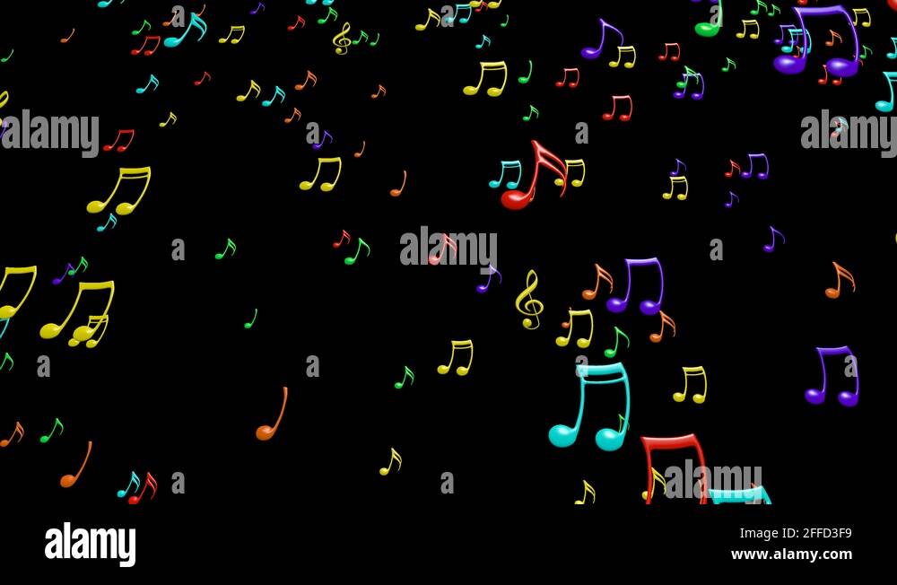 Animated falling colorful music notes in 4k with alpha Stock Video ...
