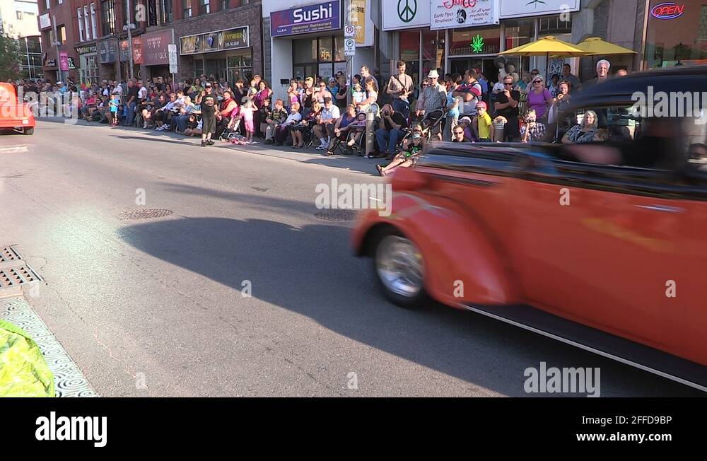 Vintage classic and performance cars on display at car show Stock Video ...