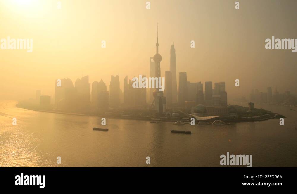Shanghai sunrise Oriental Pearl Tower, SWFC Building China Stock Video ...