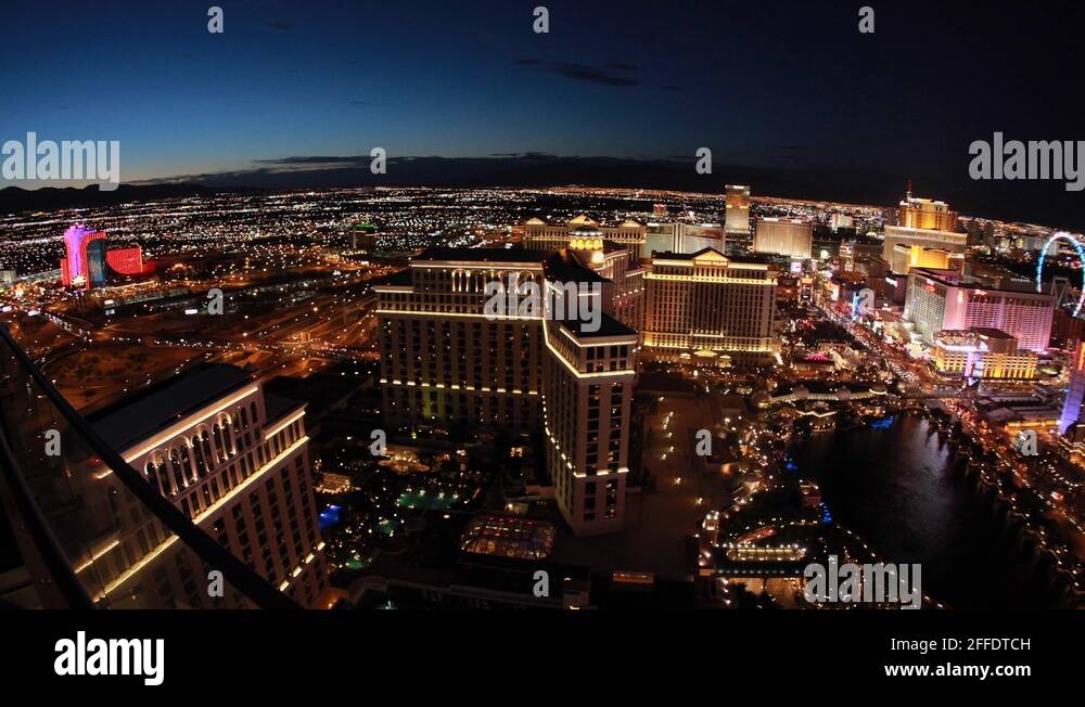 Las Vegas night strip view wide pan across Stock Video Footage - Alamy