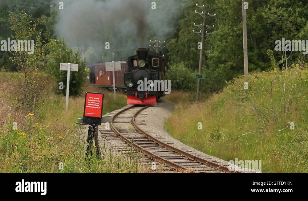 Steam Railroad steam locomotive passing by with old cars Stock Video ...