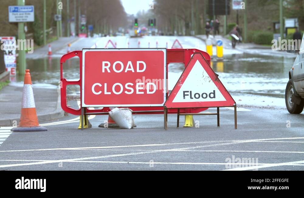 Road closed due to flooding signs Stock Videos & Footage - HD and 4K ...