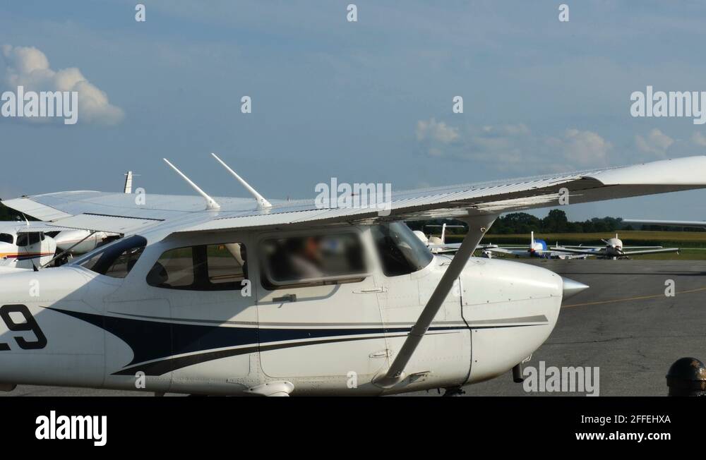 1951 Airplane at Small Airport Getting Ready to Fly, 4K Stock Video ...