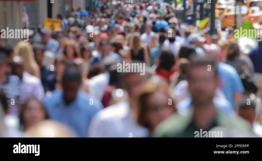 Crowd of people walking on city street sidewalk 4k Stock Video Footage ...