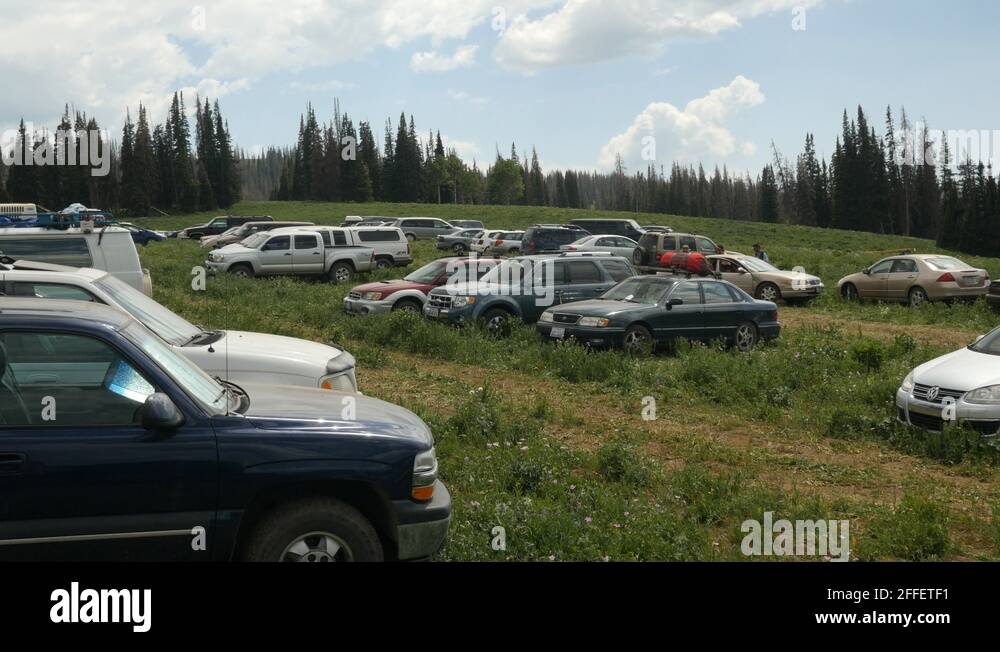 Cars Parked Field for Rainbow Gathering. 4k Stock Video Footage - Alamy
