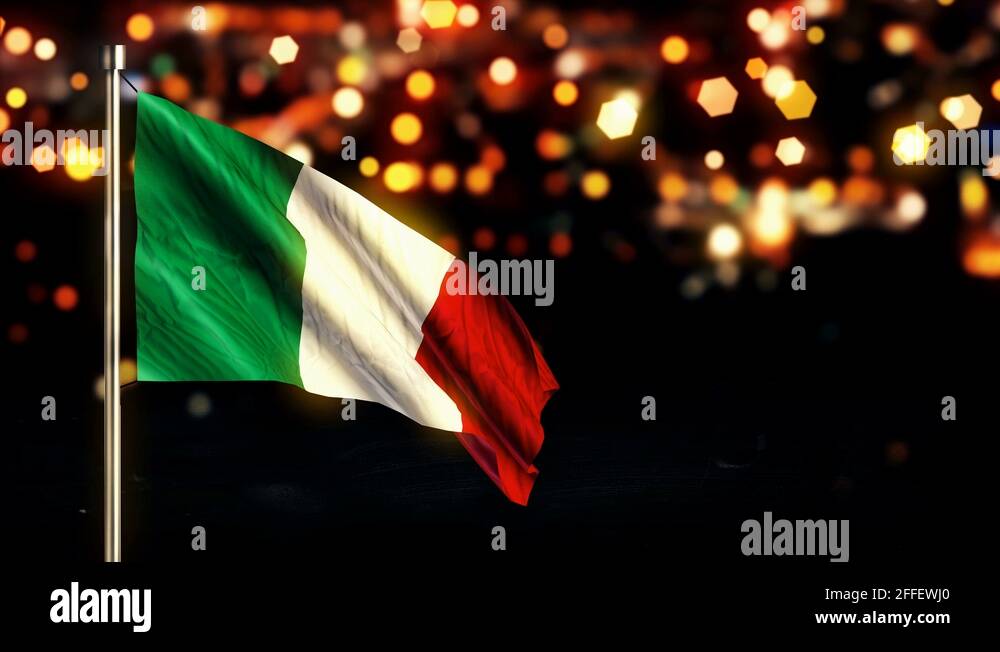 Italy National Flag City Light Night Bokeh Loop Animation - 4K Stock ...