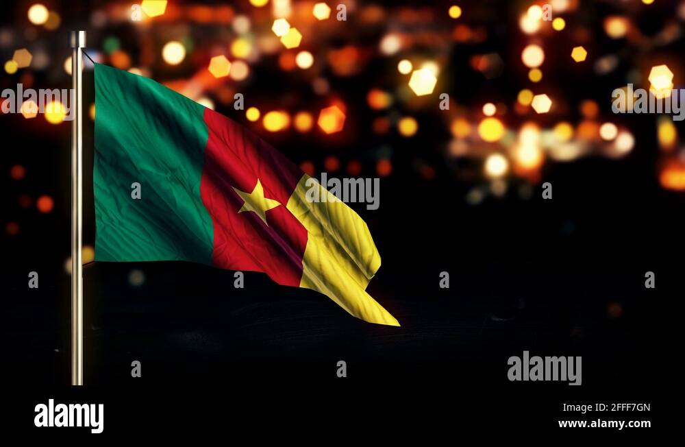 Cameroon National Flag City Light Night Bokeh Loop Animation - 4K Ultra ...
