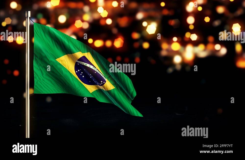 Brazil National Flag City Light Night Bokeh Loop Animation - 4K Stock ...