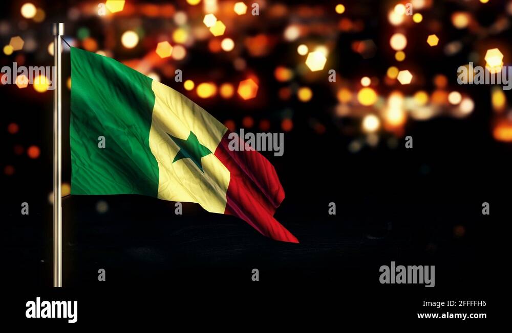 Senegal National Flag City Light Night Bokeh Loop Animation - 4K UHD ...