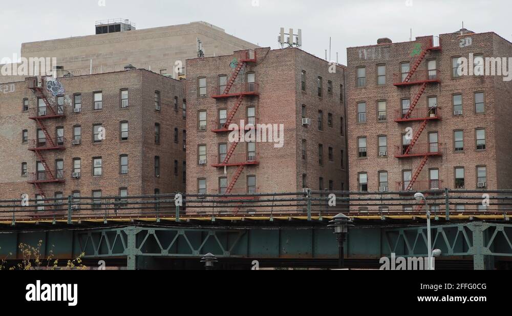 New York City subway train and Bronx apartment building 4k Stock Video ...