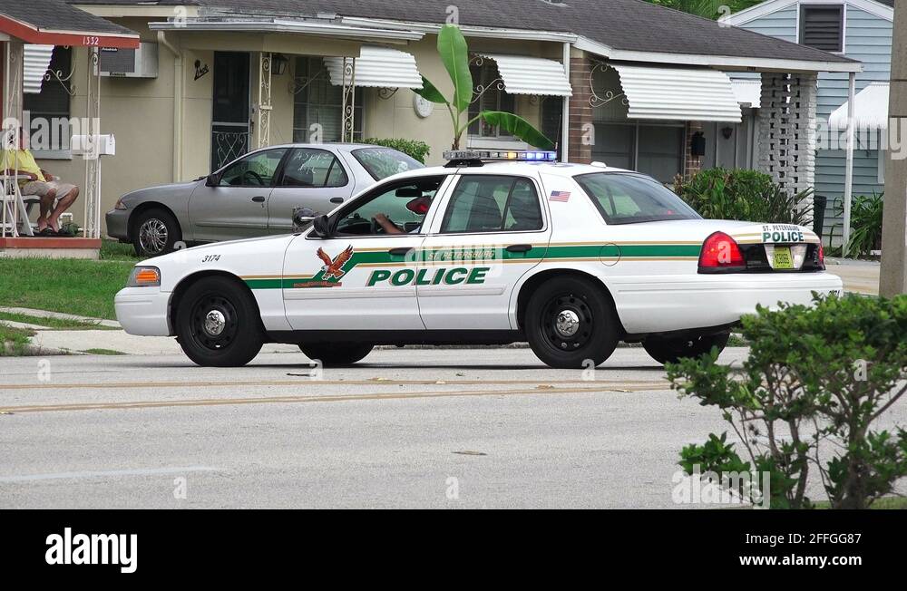 Police Parked On Street In Residential Neighborhood Drives Away 4K ...