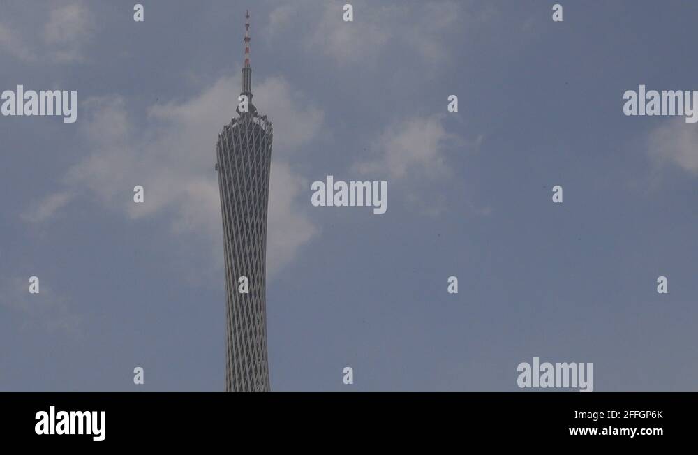 Beautiful Canton Tower Rooftop observatory cloudy day Guangzhou iconic ...