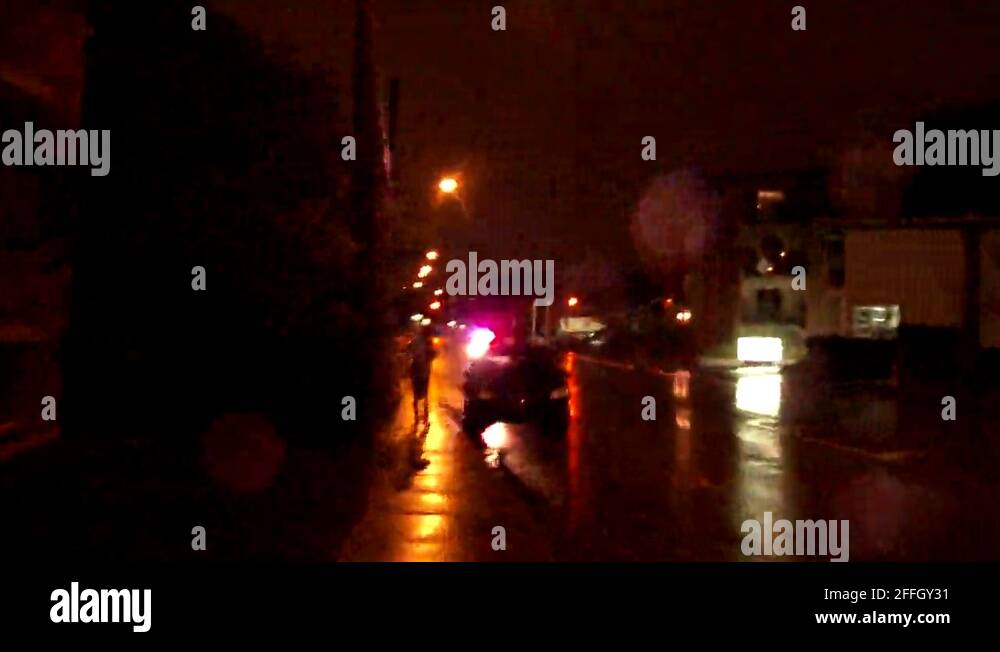 First police car arriving on scene of car crash an assessing driver ...