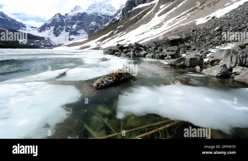 Unpolluted Frozen Ice Landscape Environment Lake Moraine British ...