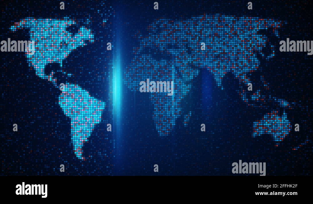 scan pixelated world map loop background Stock Video Footage - Alamy