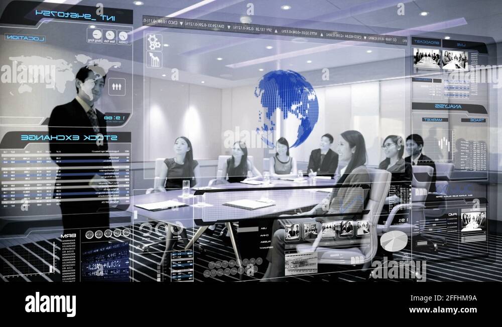 Motion graphics Asian boardroom business Chinese communication team ...