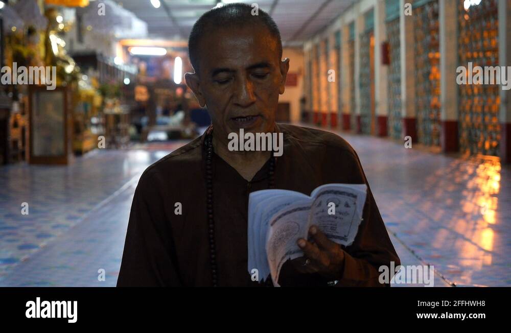 Buddhist Devotee Praying Reciting Mantra at Temple in Yangon, Myanmar ...