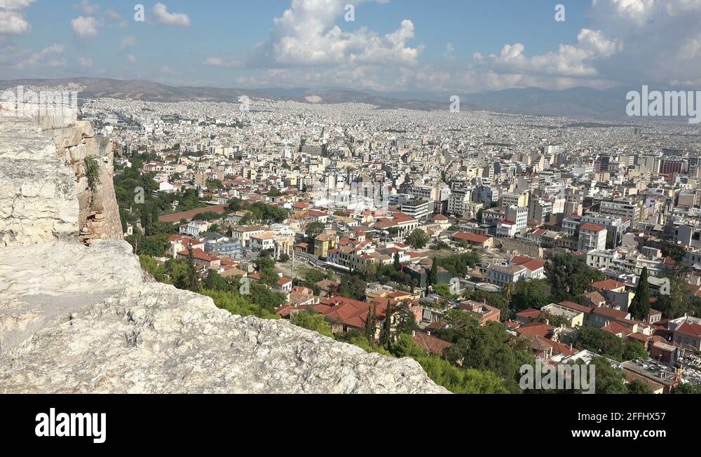 Athens Greece city pan from Acropolis 4K 037 Stock Video Footage - Alamy