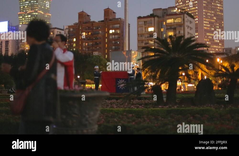 Flag lowering ceremony - soldiers rolling flag Stock Video Footage - Alamy