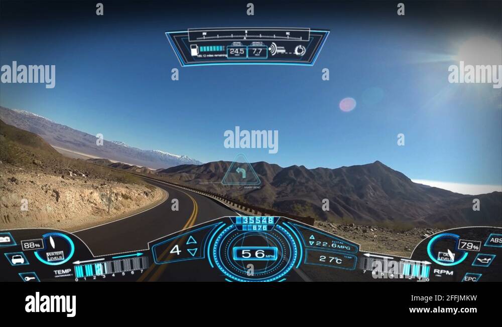 car driving pov apps display motion graphics GPS technology game ...