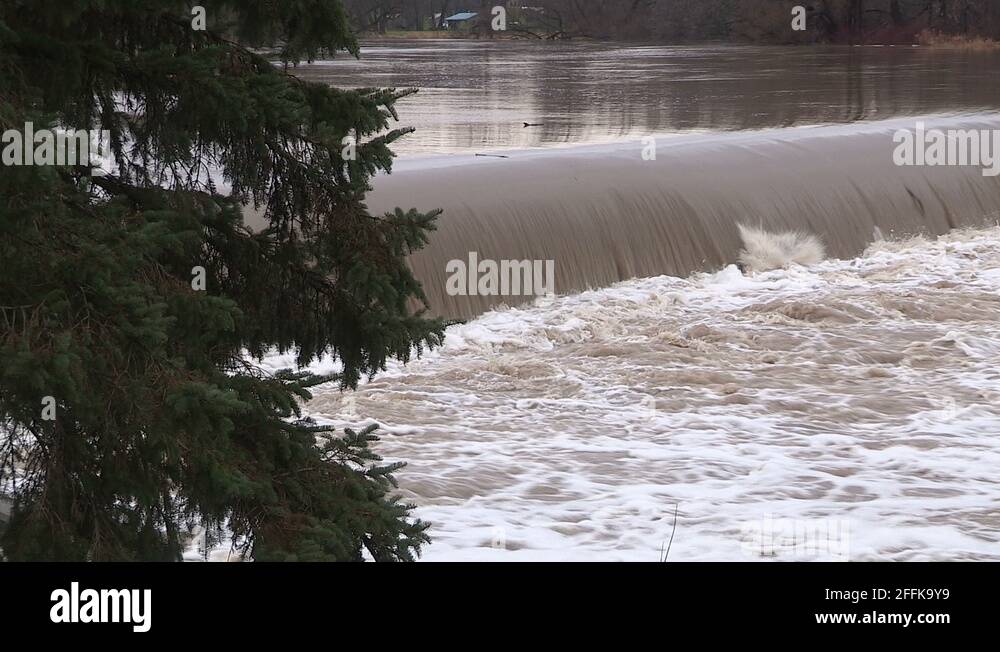 Raging river in flood after severe weather and heavy rain storm Stock ...