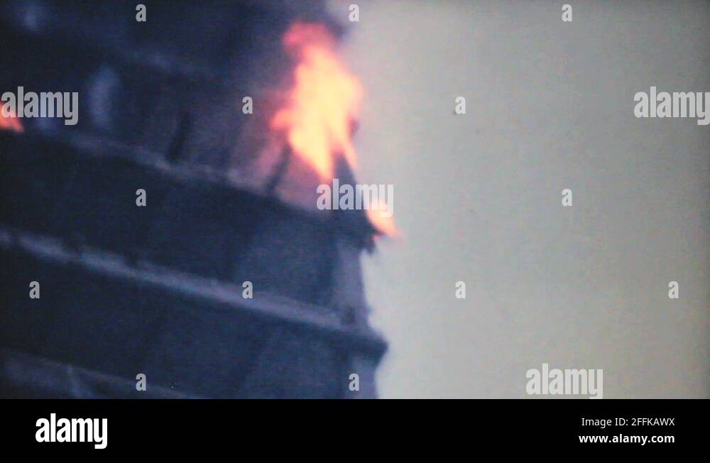 Skyscraper Building In Downtown On Fire-1962 Vintage 8mm film Stock ...