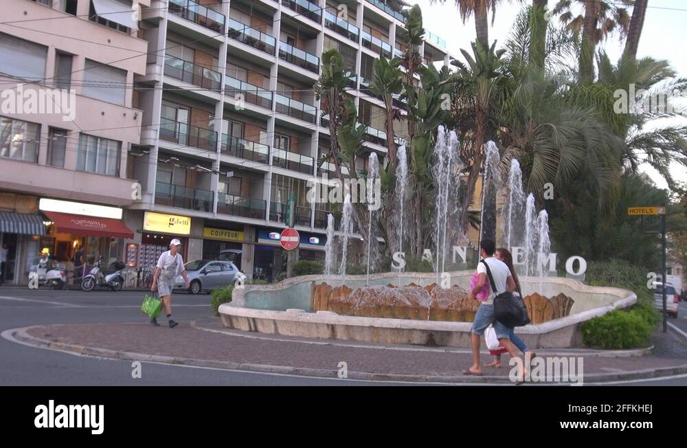Beautiful San Remo welcome sign busy downtown tourism attraction ...