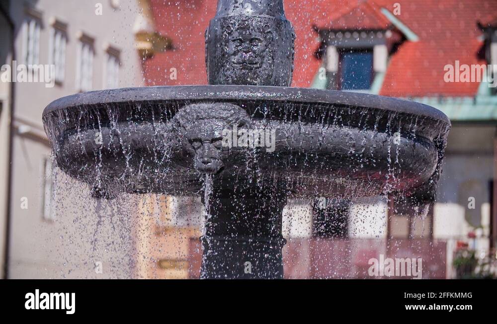 Water pouring from old fountain in layers Stock Video Footage - Alamy