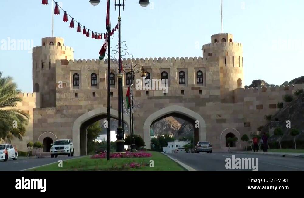 Muscat / Maskat Arabia Orient Oman sultanate 080 city gate long shot ...