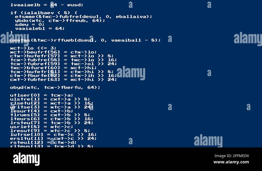 Source code scrambled 8-bit scrolling Stock Video Footage - Alamy