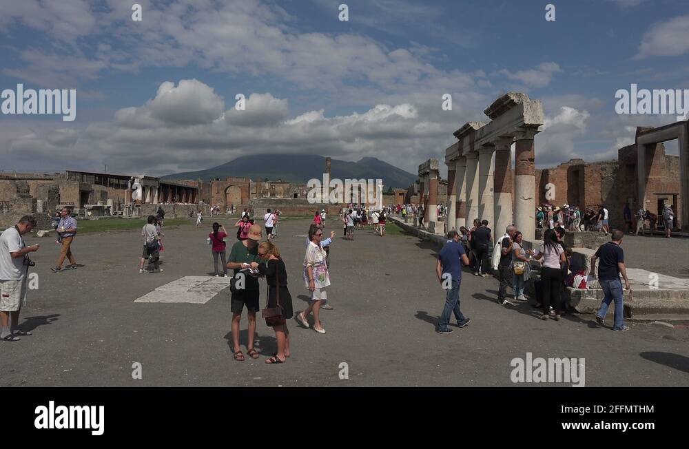 Naples Italy Pompeii tourist Mt Vesuvius people fast 4K 020 Stock Video ...