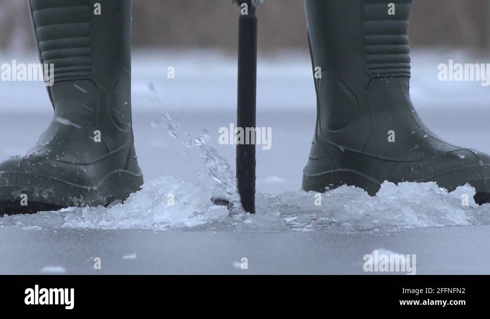 boot, Fish big ruff on ice of river in winter brace HD Stock Video ...