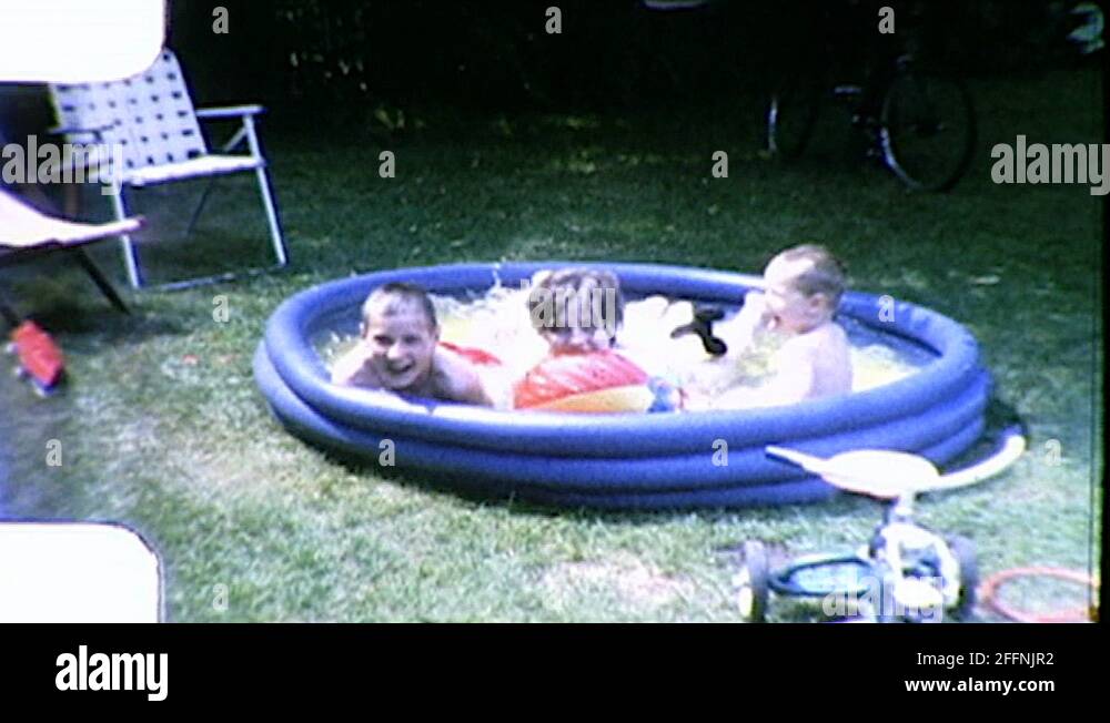INSANE FUN! Children Kiddie Pool Summer Water 1950s Vintage Film Home ...