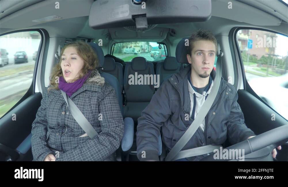 Man stops the car and woman steps out 4K Stock Video Footage - Alamy