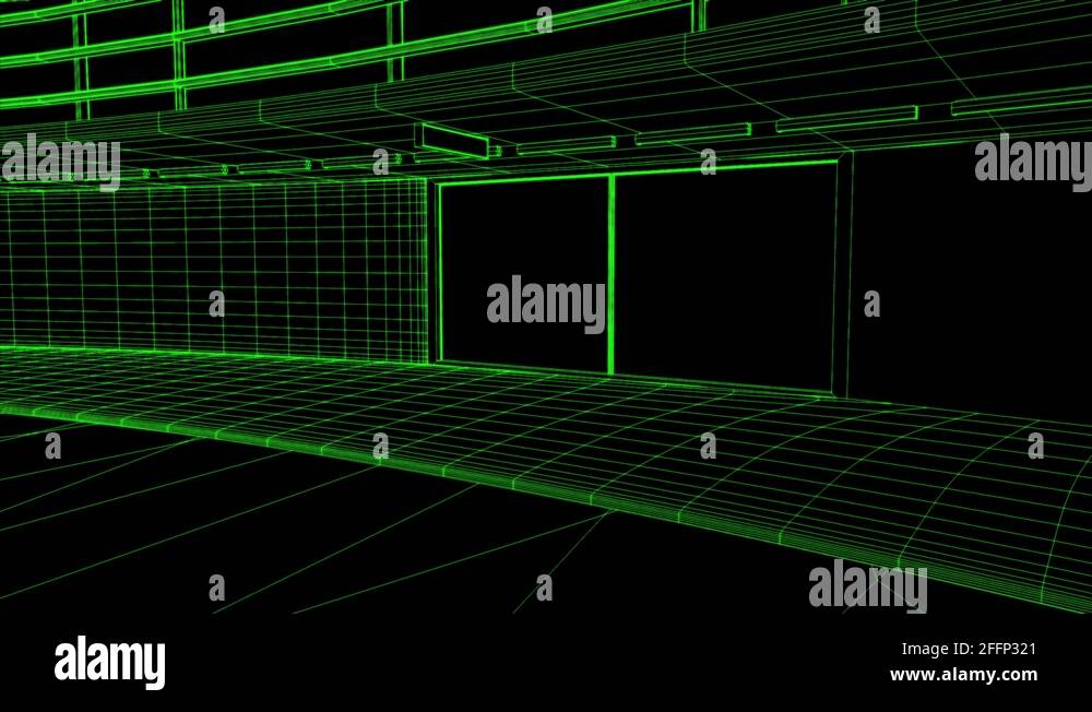 4K Ultra Modern Data Center Wireframe Design 3D Animation 4 Stock Video ...