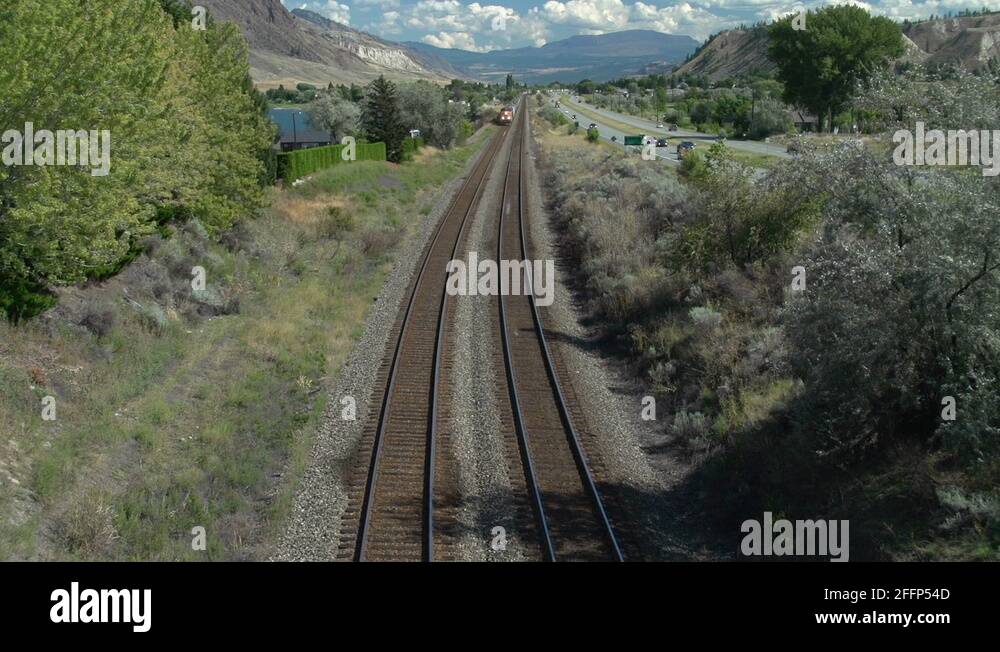 railroad, freight train WS overhead angle, Union Pacific AC4400 head ...