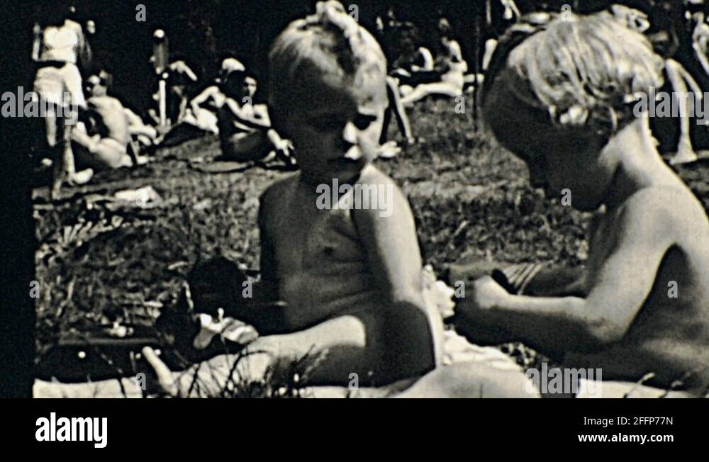 East Germany 1960's: children in an outdoor swimming pool Stock Video ...