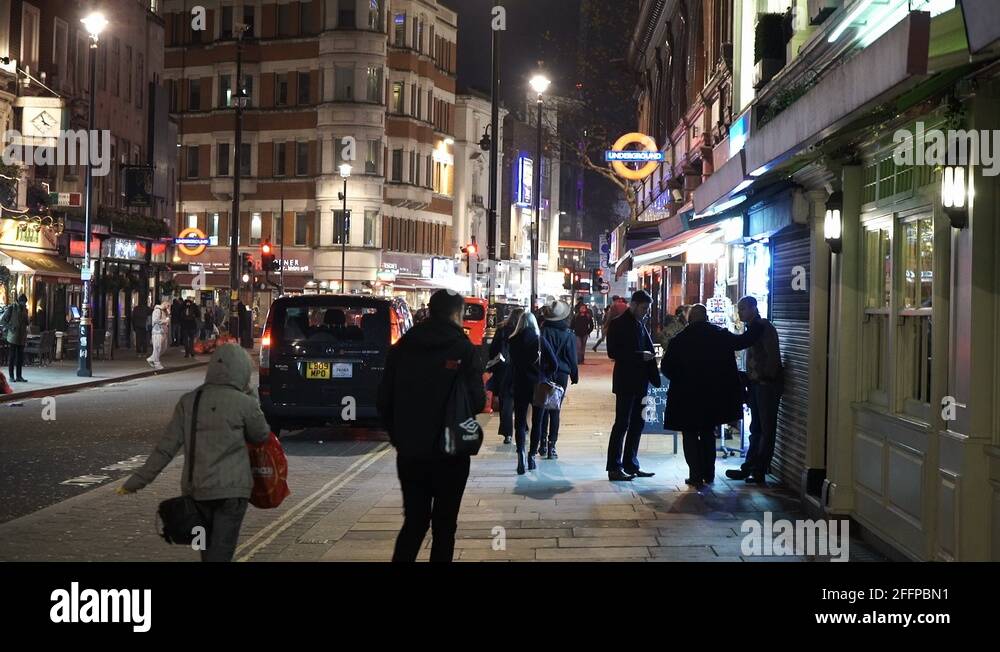 London Street view in Soho theater and entertainment district Stock ...