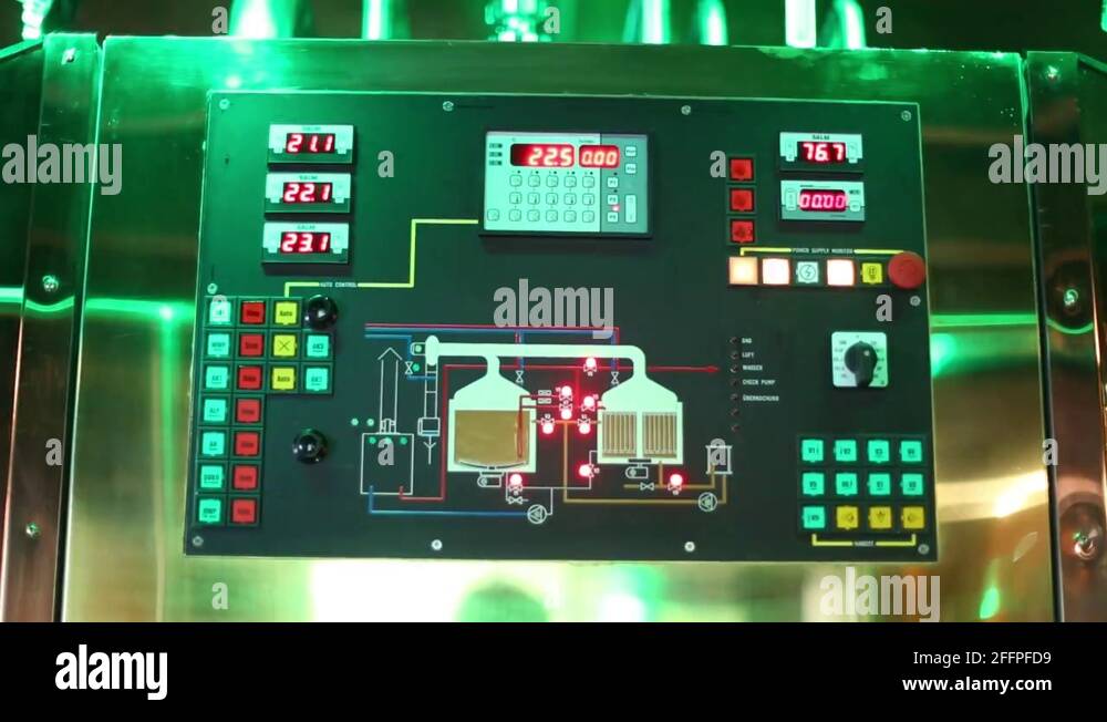 Control panel in brewery displaying process of beer production Stock ...