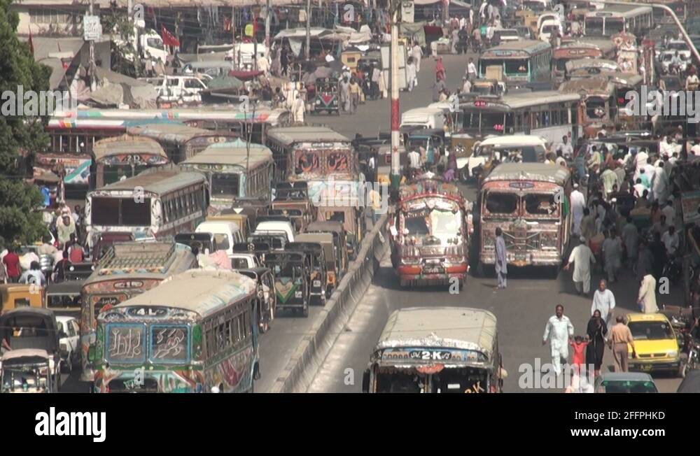 Busy rush hour traffic in Karachi, transportation in Pakistan Stock ...