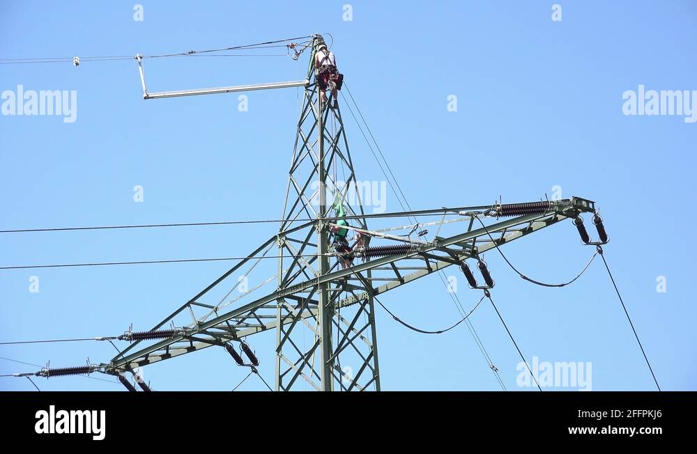 Overhead power lines repair Stock Videos & Footage - HD and 4K Video ...