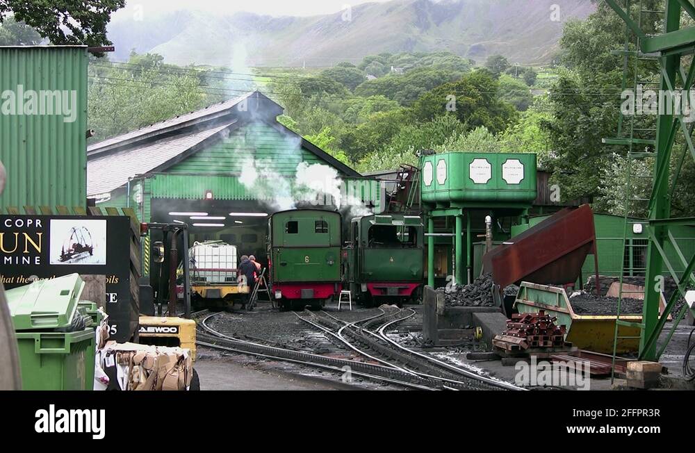 Snowdon mountain railway steam engines on shed Stock Video Footage - Alamy