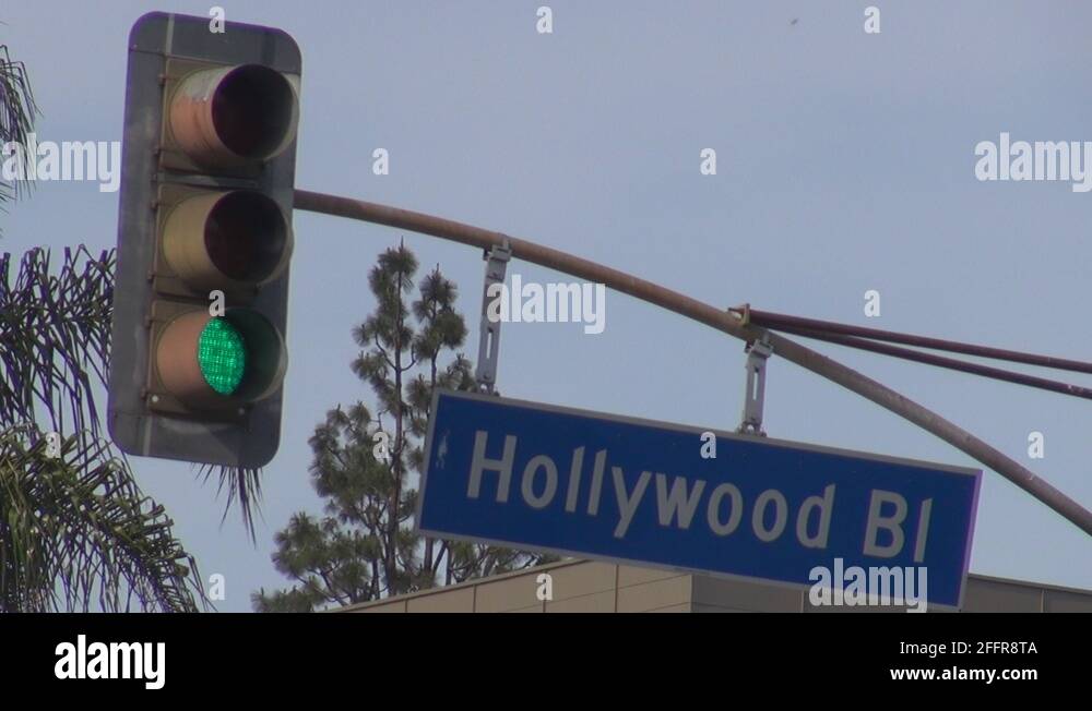 Hollywood sign boulevard traffic light Los Angeles highway freeway ...