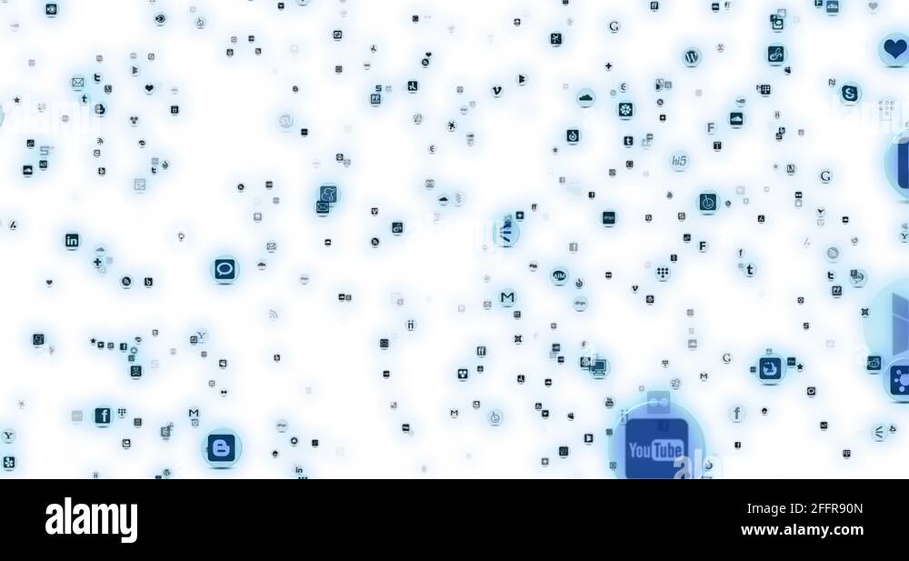 4K DCI Flying Logos animation with 150+ different social media icons ...