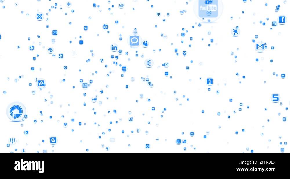 4K DCI Flying Logos animation with 150+ different social media icons ...