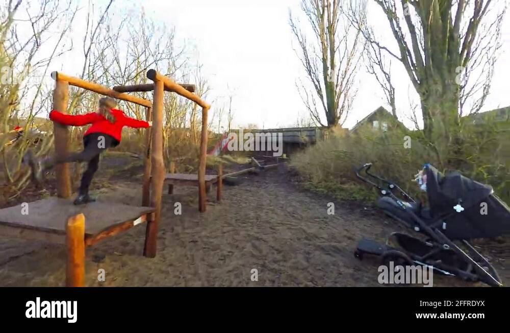 Kids playing on obstacle course Stock Video Footage - Alamy