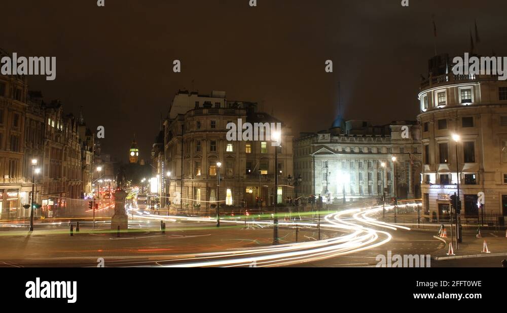Trafalgar Square, London Roundabout at Night | 4k Timelapse Stock Video ...