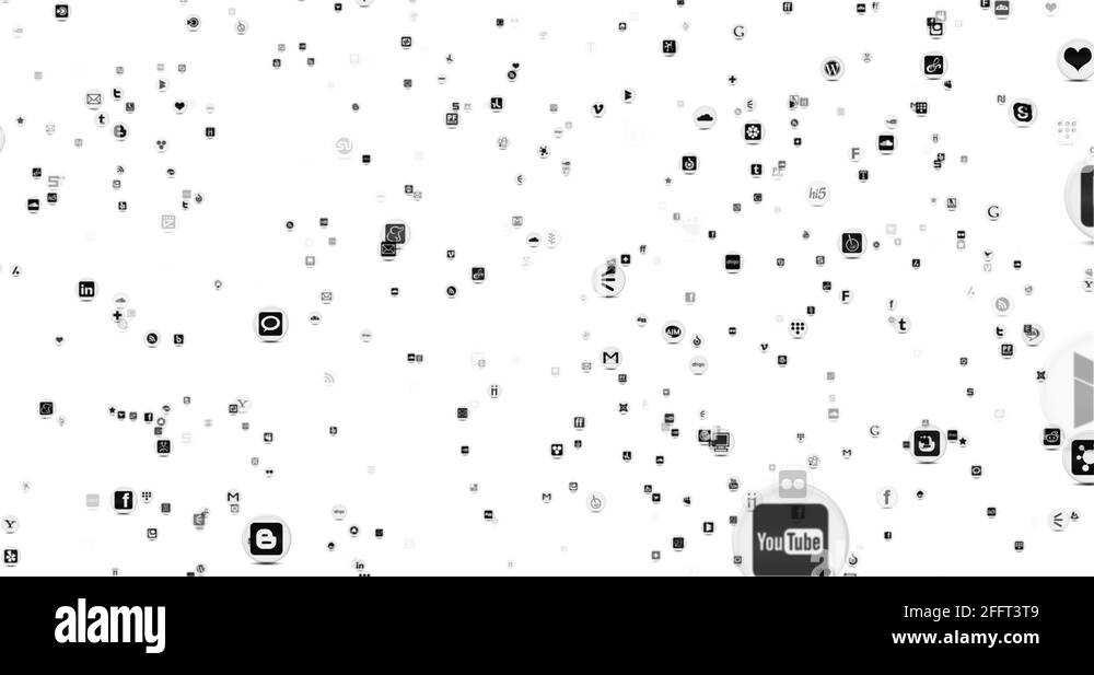 4K DCI Flying Logos animation with 150+ different social media icons ...