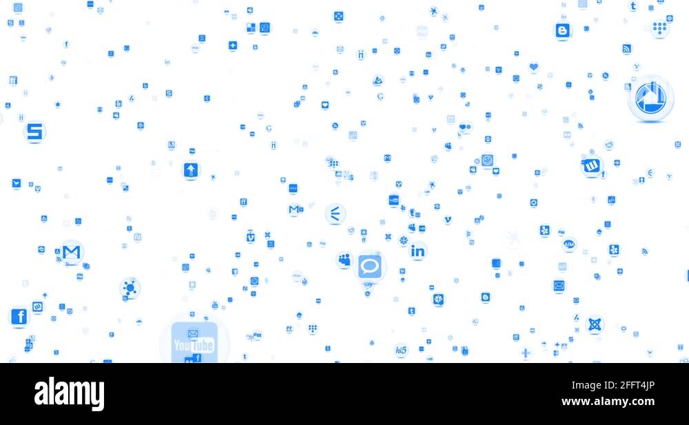 4K DCI Flying Logos animation with 150+ different social media icons ...