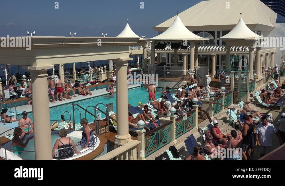 Cruise ship passengers swimming pool deck 4K 005 Stock Video Footage ...